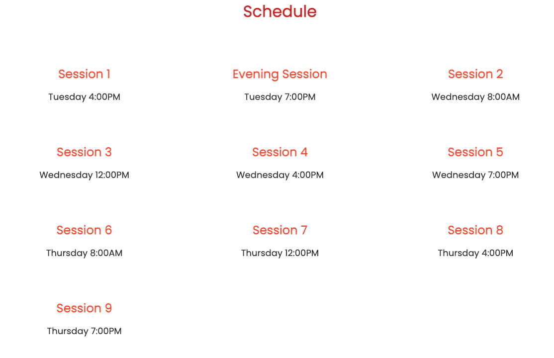 Sections Setting - Schedule (Turnkey)